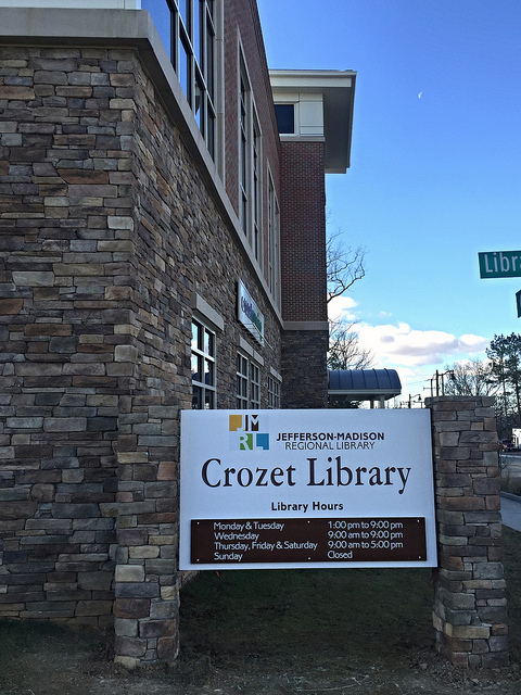 Crozet Library's New sign - RealCrozetVA